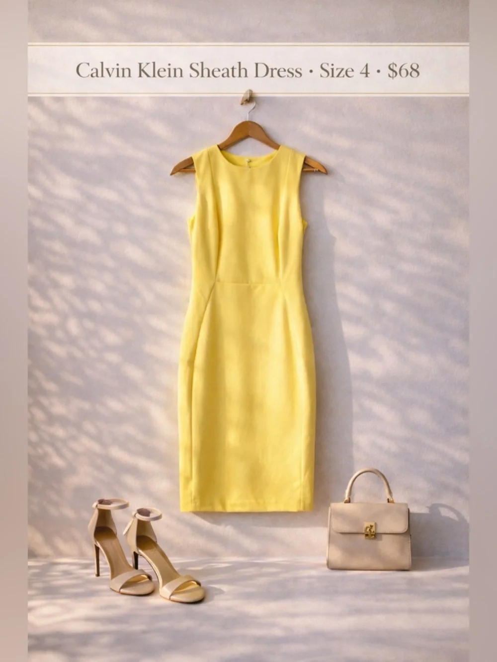 Calvin Klein | Dresses | Calvin Klein Yellow Sheath Dress Size 4 ...